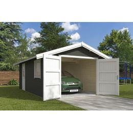 Garage Nordic Holz "Yarik", gr&uuml;n (natur), Massivholz, Garagen, Einzelgarage mit Satteldach, BxT: 474x583 cm