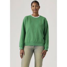 Levi's Sweatshirt LEVI'S "EVERYDAY CREW SWEATSHIRT", Damen, Gr. XS (34), pine gr&uuml;n brushed fleece, Sweatware, Obermaterial: 58% Baumwolle, 42% Polyester, unifarben, regular fit normal, Rundhals, B&uuml;ndchen, Sweatshirts Sweatshirt, mit kleinem Logo auf der Brust