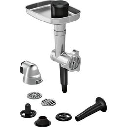 Bosch Fleischwolfaufsatz "Lifestyle Set Hunting Adventure MUZ9HA1", grau (aluminiumfarben), K&uuml;chenmaschinen-Aufs&auml;tze, Fleischwolf, Wurststopfer-Aufsatz, Kebbe-Aufsatz