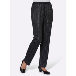 Jerseyhose Classic Basics, Damen, Gr. 38, Normalgr&ouml;&szlig;en, schwarz (schwarz, getupft), 100% Polyester, gemustert, lang, Hosen Jerseyhose