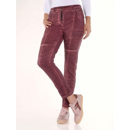 R&ouml;hrenhose Heine, Damen, Gr. 38, Normalgr&ouml;&szlig;en, rosa (bordeaux), 98% Baumwolle, 2% Elasthan, unifarben, Hosen