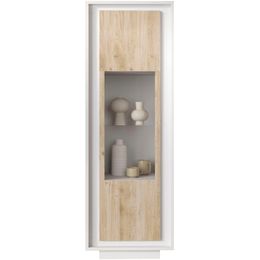 Vitrine Home Affaire "Sky, B/H 67/197 cm, Vitrinenschrank/Standvitrine/Glasvitrine, 1 T&uuml;r", wei&szlig; matt lack, eiche cadiz dekor, B:67cm H:197cm T:40cm, Holzwerkstoff, Schr&auml;nke, Vitrine, Softclosing, Korpus & Front 22 mm stark, Rahmen-Optik