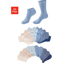 H.I.S. Damen Basicsocken 4x jeans, 2x ecru, 4x beige, 4x hellblau, 4x blau, 2x dunkelblau, Gr&ouml;&szlig;e 35/38