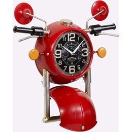 Wanduhr, rot, Wanduhren, B/H/T: 48,5cm x 53,5cm x 13cm, Wanduhr, B:48,5cm H:53,5cm T:13cm