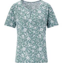 Damen Kurzarmshirt mit floralem Druck jade-kalkmint-bedruckt, Gr&ouml;&szlig;e 46