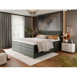 Boxspringbett FORTE "Lanciano inkl. zwei Bettk&auml;sten und Kaltschaum Topper", dunkelgrau, B:146cm L:213cm, Komplettbetten, Boxspringbett, erh&auml;ltlich in den Breiten 140cm, 160cm & 180cm