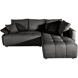 Ecksofa Collection AB, anthrazit, B:213cm H:41cm T:166cm, 100%Polyester, Sofas, Ecksofa, Ecksofa, Schlaffunktion, Bonnelfederkern, Kissen, Armverstellung