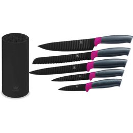 Messerblock King "Carbon Optic", lila (beere, schwarz), H:22,5cm &Oslash;:12cm, Messerbl&ouml;cke, Messerblock, Wellenschliff