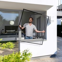 Insektenschutz-Fensterrahmen Windhager "Plus aus robusten Fieberglasgewebe, Insektenschutzgitter f&uuml;r Fenster", grau (rahmen: anthrazit gewebe: anthrazit), B:100cm H:120cm, Insektenschutzgitter, Fliegengitter in wei&szlig;, anthrazit erh&auml;ltlich, 100x120cm, ohne bohren