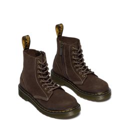 Schn&uuml;rstiefel Dr. Martens "8 Eye Boot ROMARIO", M&auml;dchen, Gr. 32, braun, Leder, Schuhe Schn&uuml;rstiefel, Kinderschuh, Freizeitstiefel mit zus&auml;tzlichem Innenrei&szlig;verschluss