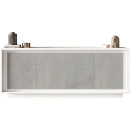 Sideboard Home Affaire "Sky, B/T 207/50 cm, Kommode/Anrichte/Stauraumschrank, 4 T&uuml;ren", wei&szlig; matt lack, beton, B:207cm H:80cm T:50cm, Holzwerkstoff, Sideboards, Sideboard, Softclosing, Korpus & Front 22 mm stark, Rahmen-Optik