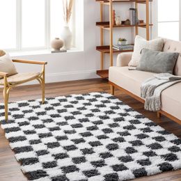 Hochflor-Teppich LIVABLISS "DEWAS", schwarz und wei&szlig;, B:160cm H:63mm L:220cm, Kunstfaser, Teppiche