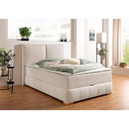 Boxbett OTTO HOME "Wehma mit Kopfteil inkl. Bettkasten", beige, B:150cm L:213cm, Komplettbetten, in H2, H3 & H4 w&auml;hlbar, inklusive Topper