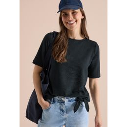 T-Shirt Cecil, Damen, Gr. S (38), palm breeze gr&uuml;n, Stoff, 70% Baumwolle, 25% Polyester, 5% Elasthan, Strukturmuster, comfort fit normal, U-Boot-Ausschnitt, abgesteppt, Shirts T-Shirt, im soften Baumwoll-Mix