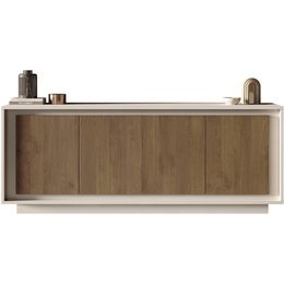Sideboard Home Affaire "Sky, B/T 207/50 cm, Kommode/Anrichte/Stauraumschrank, 4 T&uuml;ren", cashmere, mercure dekor holzstruktur, B:207cm H:80cm T:50cm, Holzwerkstoff, Sideboards, Sideboard, Softclosing, Korpus & Front 22 mm stark, Rahmen-Optik