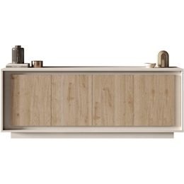 Sideboard Home Affaire "Sky, B/T 207/50 cm, Kommode/Anrichte/Stauraumschrank, 4 T&uuml;ren", cashmere, eiche cadiz dekor, B:207cm H:80cm T:50cm, Holzwerkstoff, Sideboards, Sideboard, Softclosing, Korpus & Front 22 mm stark, Rahmen-Optik