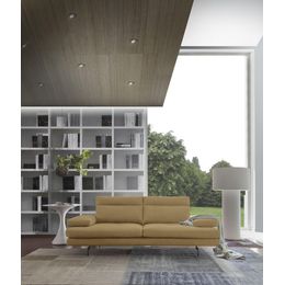 3-Sitzer Calia italia "Toby Wing, 208 cm breit, Designsofa, hochwertige Verarbeitungsdetails", beige (senape quebec), B:208cm H:90cm T:113cm, Synthetische Faser (100% Polyester), Sofas, inkl. Sitztiefenverstellung und Armteilfunktion, F&uuml;&szlig;e in Schwarz matt