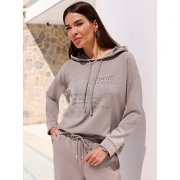 Sweatshirt Heine, Damen, Gr. 36, beige (taupe), 50% Modal, 44% Polyester, 6% Elasthan, gemustert, mehrfarbig, Sweatshirts Sweatshirt