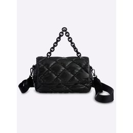 Umh&auml;ngetasche Heine, Damen, Gr. B/H/T: 27,5cm x 16cm x 9cm, schwarz, Kunstfaser, Kunststoff, Metall, Viskosemischung, unifarben, Taschen Umh&auml;ngetasche