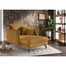 Relaxsessel Home Affaire "Lazio modern und bequem, schmale Armlehnen, tolle Detailverarbeitung", gold, B:255cm H:94cm T:167cm, 93% Polyester, 7% Polyamid, Sessel, Relaxsessel, zwei verschiedene Fu&szlig;farben w&auml;hlbar