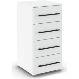 Schubkastenkommode OTTO HOME "Highboard Sideboard Schubladenkommode Kommode RONDO", alpinwei&szlig;, B:40cm H:81cm T:42cm, Holzwerkstoff, Sideboards, mit 4 ger&auml;umigen Schubladen Metallgriff in Schwarz MADE IN GERMANY