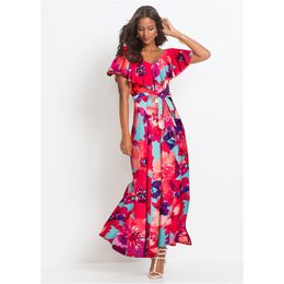 bonprix Maxikleid mit Volant und G&uuml;rtel, blau, Gr.48/50 (XL), Jersey-Maxikleid mit Volant und Bindeg&uuml;rtel