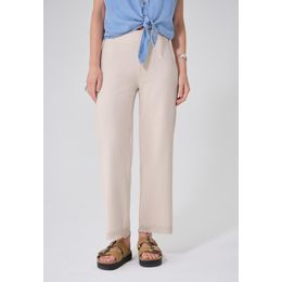Culotte STREET ONE STUDIO, Damen, Gr. 36, L&auml;nge 28, beige (vanilla sand), Web, 80% Baumwolle, 20% Polyester, unifarben, comfort fit kn&ouml;chelfrei, Hosen Culotte, mit Wide Legs