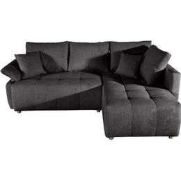 Ecksofa Collection AB, anthrazit, B:213cm H:41cm T:166cm, 100%Polyester, Sofas, Ecksofa, Ecksofa, Schlaffunktion, Bonnelfederkern, Kissen, Armverstellung