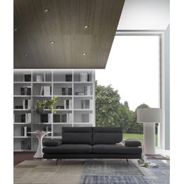 3-Sitzer Calia italia "Toby Wing, 208 cm breit, Designsofa, hochwertige Verarbeitungsdetails", schwarz (nero quebec), B:208cm H:90cm T:113cm, Synthetische Faser (100% Polyester), Sofas, inkl. Sitztiefenverstellung und Armteilfunktion, F&uuml;&szlig;e in Schwarz matt