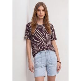 T-Shirt Street One, Damen, Gr. 34, rustic rouge, Jersey, Obermaterial: 95% Viskose, 5% Elasthan, regular fit normal, Rundhals, Shirts T-Shirt, mit Zebra Print