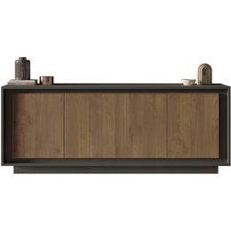 Sideboard Home Affaire "Sky, B/T 207/50 cm, Kommode/Anrichte/Stauraumschrank, 4 T&uuml;ren", lava, mercure dekor holzstruktur, B:207cm H:80cm T:50cm, Holzwerkstoff, Sideboards, Sideboard, Softclosing, Korpus & Front 22 mm stark, Rahmen-Optik