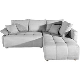 Ecksofa Collection AB, hellgrau, B:213cm H:41cm T:166cm, 100%Polyester, Sofas, Ecksofa, Ecksofa, Schlaffunktion, Bonnelfederkern, Kissen, Armverstellung