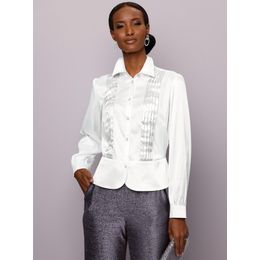 CR&Eacute;ATION L Langarmbluse CREATION L, Damen, Gr. 40, wei&szlig; (ecru), 97% Polyester, 3% Elasthan, unifarben, Blusen