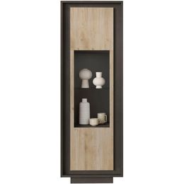 Vitrine Home Affaire "Sky, B/H 67/197 cm, Vitrinenschrank/Standvitrine/Glasvitrine, 1 T&uuml;r", lava, eiche cadiz dekor, B:67cm H:197cm T:40cm, Holzwerkstoff, Schr&auml;nke, Vitrine, Softclosing, Korpus & Front 22 mm stark, Rahmen-Optik