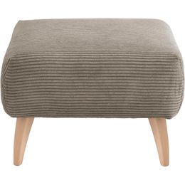 Polsterhocker Home Affaire "Lazio modern und bequem, schmale Armlehnen, tolle Detailverarbeitung", grau (grau, braun), B:255cm H:94cm T:66cm, 93% Polyester, 7% Polyamid, Hocker, Polsterhocker, zwei verschiedene Fu&szlig;farben w&auml;hlbar