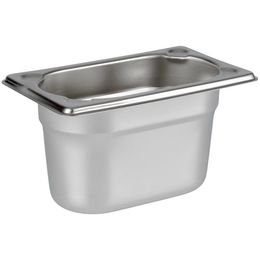 Aufbewahrungssystem APS "GN 1/9 Beh&auml;lter 17,6 x 10,8 cm", silberfarben, B:10,8cm H:10cm L:17,6cm, Edelstahl, Lebensmittelaufbewahrungsbeh&auml;lter, Gastronorm-Beh&auml;lter, zum Anrichten und Lagern von Speisen