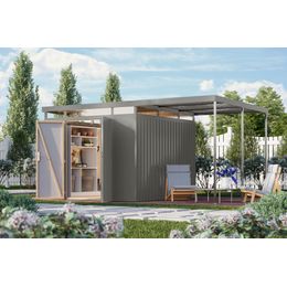 Ger&auml;tehaus Karibu "Titanium 3,5 SET mit Anbaudach", graualuminium, Ger&auml;teh&auml;user, Metall, Made in Germany