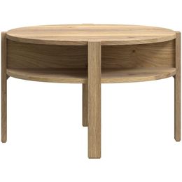 Beistelltisch FORTE "Tobago, runder Couchtisch mit 4 Ablagef&auml;chern, B/H/T 74,4/45,5/74,4 cm", braun (mauvella eiche), B:74,4cm H:45,5cm T:74,4cm, Tische, Beistelltisch, Durchmesser ca. 74,5 cm