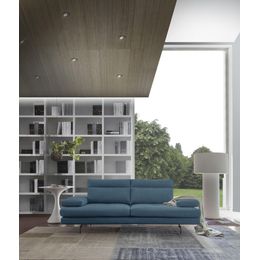 3-Sitzer Calia italia "Toby Wing, 208 cm breit, Designsofa, hochwertige Verarbeitungsdetails", blau (turchese quebec), B:208cm H:90cm T:113cm, Synthetische Faser (100% Polyester), Sofas, inkl. Sitztiefenverstellung und Armteilfunktion, F&uuml;&szlig;e in Schwarz matt
