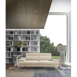 3-Sitzer Calia italia "Toby Wing, 208 cm breit, Designsofa, hochwertige Verarbeitungsdetails", wei&szlig; (bianco bull), B:208cm H:90cm T:113cm, Leder BULL (100% Leder), Sofas, inkl. Sitztiefenverstellung und Armteilfunktion, F&uuml;&szlig;e in Schwarz matt