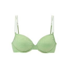B&uuml;gel-Bikini-Top s.Oliver "Ada", Damen, Gr. 36, Cup E, salbei, Recycling-Polyamid, Strukturmuster, Bikini-Oberteile, mit gemusterter Strukturware