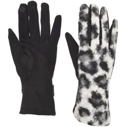 Baumwollhandschuhe styleBREAKER "Touchscreen Handschuhe mit Leoparden Muster", Damen, schwarz (schwarz, wei&szlig;), Obermaterial: 5% Elasthan EL. 95% Polyester PES., Modisch, Handschuhe