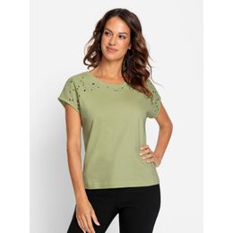 Rundhalsshirt Inspirationen "Shirt", Damen, Gr. 38, gr&uuml;n (lindgr&uuml;n), 100% Baumwolle, unifarben, Rundhals, Shirts Rundhalsshirt