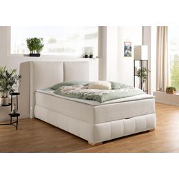Boxbett OTTO HOME "Wehma mit Kopfteil inkl. Bettkasten", beige, B:150cm L:213cm, Komplettbetten, in H2, H3 & H4 w&auml;hlbar, inklusive Topper