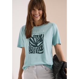 T-Shirt Cecil, Damen, Gr. L (42), crystal mint, Jersey, Obermaterial: 50% Baumwolle, 50% Modal, bedruckt, bequem normal, Rundhals, Shirts T-Shirt, Sommerschirt, Rundhals, Baumwollmix mit Modal