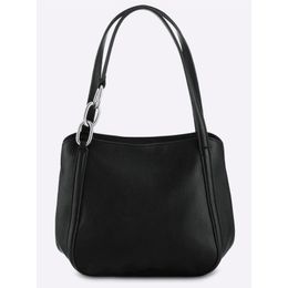 Umh&auml;ngetasche Heine, Damen, Gr. B/H/T: 41cm x 25cm x 15cm, schwarz, Metall, Viskosemischung, unifarben, Taschen Umh&auml;ngetasche