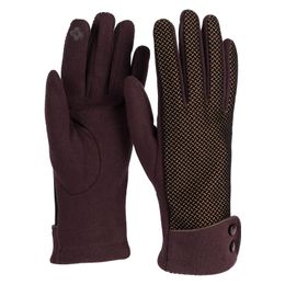 Baumwollhandschuhe styleBREAKER "Touchscreen Handschuhe mit weichem Riffel Muster", Damen, braun (dunkelbraun), Obermaterial: 70% Baumwolle CO. 30% Polyester PES., Modisch, Handschuhe