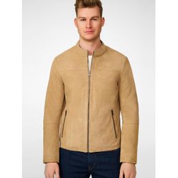 Blouson RICANO "Lederjacke Tomaso", Herren, Gr. L, beige, Obermaterial: 100% Lammnappaleder LANA. Futter: 100% Baumwolle CO., schmal, Rundhals, Jacken Blouson, Handgefertigt aus echtem Leder