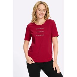 Rundhalsshirt Classic Basics "Kurzarm-Shirt", Damen, Gr. 38, rot, 100% Baumwolle, gemustert, unifarben, Rundhals, Shirts Rundhalsshirt