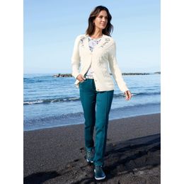 Strickjacke Inspirationen, Damen, Gr. 38, wei&szlig; (champagner, burgund, gemustert), 50% Baumwolle, 50% Polyacryl, gemustert, mehrfarbig, Strickjacken Strickjacke